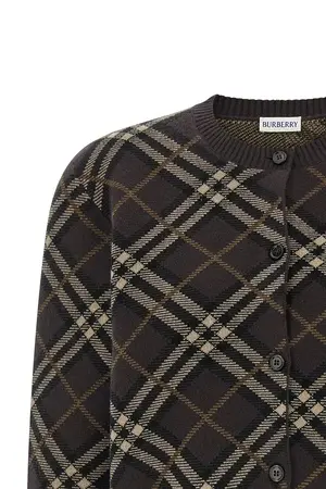 Burberry Checked Crewneck Knitted Cardigan - No