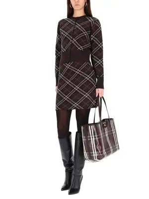 Burberry Checked Crewneck Knitted Cardigan - No