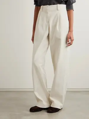 Brunello Cucinelli Pleated Wide-leg Trousers - Cream