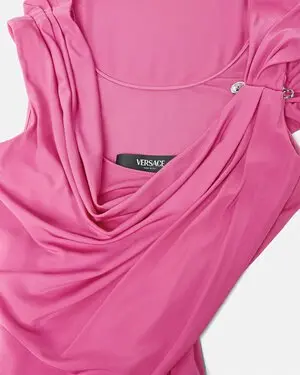 Versace Safety Pin Detailed Draped Maxi Dress