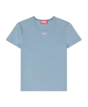 DIESEL® Diesel Crewneck T-Shirt With Embroidered D Patch Light Blue