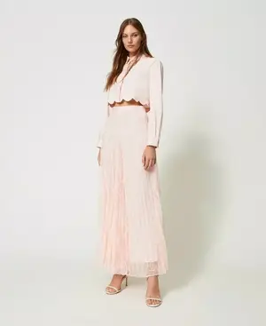 TWINSET Pleated Lace Palazzo Pants