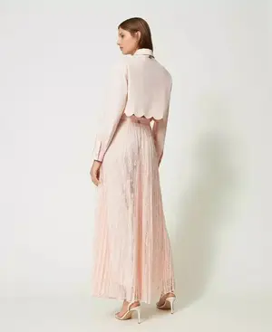TWINSET Pleated Lace Palazzo Pants