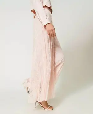 TWINSET Pleated Lace Palazzo Pants