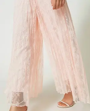 TWINSET Pleated Lace Palazzo Pants