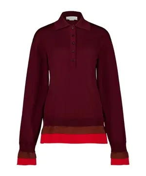 Stella McCartney Long Sleeve Wool Polo Shirt - Brown