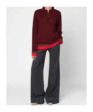 Stella McCartney Long Sleeve Wool Polo Shirt - Brown