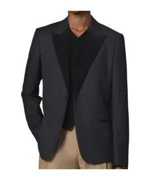 Dior Single-breasted Jacket With Velvet Details - Black