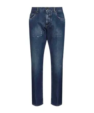 Dolce & Gabbana Logo Plaque Jeans - Blue