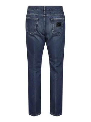 Dolce & Gabbana Logo Plaque Jeans - Blue