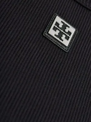 Tory Burch Ribbed Logo Patch T-shirt - Black