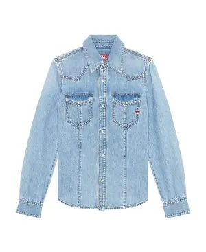 DIESEL® Long-sleeved Denim Shirt With Chest Pockets - Blue