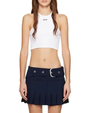 Off-White Sleeveless Cropped Top With Logo Detail