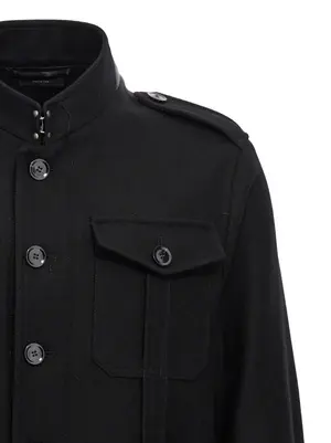 TOM FORD Japanese Jacket With Stand Collar And Front Buttons - Black