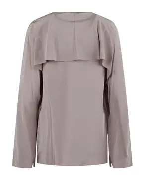 Helmut Lang Draped V-neck Blouse With Combination Sleeves - Cashmere Grey