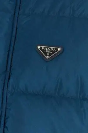Prada Padded Hooded Jacket With Logo Plaque