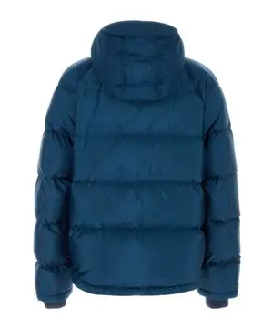 Prada Padded Hooded Jacket With Logo Plaque