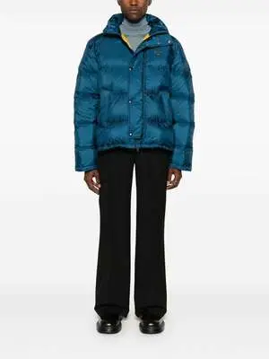 Prada Padded Hooded Jacket With Logo Plaque