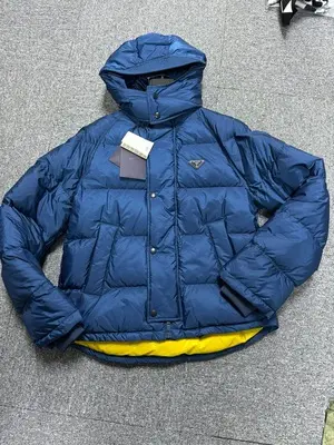 Prada Padded Hooded Jacket With Logo Plaque