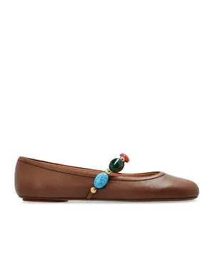 GIANVITO ROSSI Shanti Leather Ballerina Flats With Embellished Strap