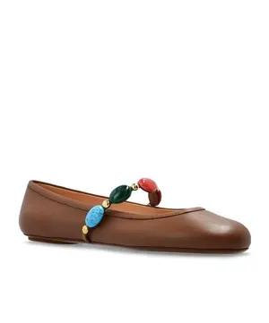 GIANVITO ROSSI Shanti Leather Ballerina Flats With Embellished Strap
