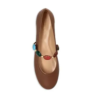 GIANVITO ROSSI Shanti Leather Ballerina Flats With Embellished Strap