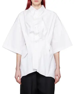 MAISON MARGIELA Ruched Collared Short-sleeve Shirt