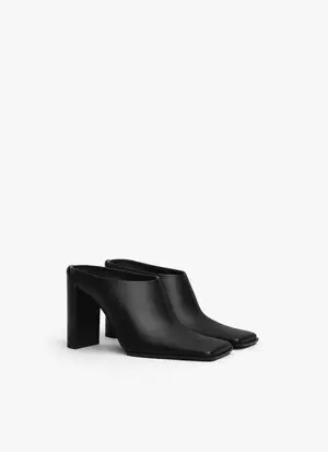 Alaïa Square Toe Block Heel Mules - Black