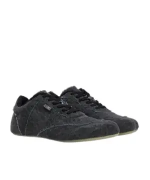 MAISON MARGIELA Frayed-trim Lace-up Canvas Sneakers - Black