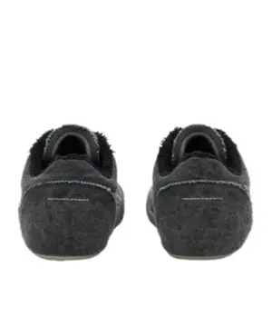MAISON MARGIELA Frayed-trim Lace-up Canvas Sneakers - Black