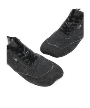 MAISON MARGIELA Frayed-trim Lace-up Canvas Sneakers - Black