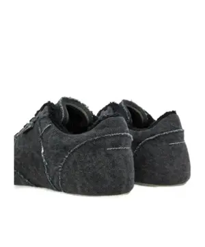 MAISON MARGIELA Frayed-trim Lace-up Canvas Sneakers - Black