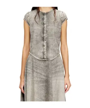DIESEL® De-roset-s Short-sleeve Denim Shirt - Gray