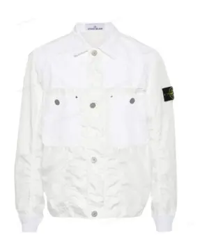 Stone Island Long Sleeve Casual Jacket With Lapels And Chest Pockets - White