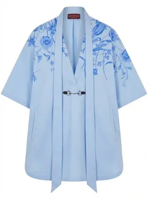 Gucci Horsebit Detail Floral Print Poplin Dress