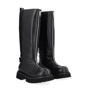 Moschino Round Toe Zip Up Lug Sole Boots