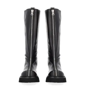Moschino Round Toe Zip Up Lug Sole Boots