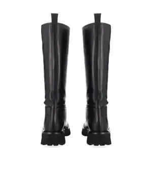 Moschino Round Toe Zip Up Lug Sole Boots