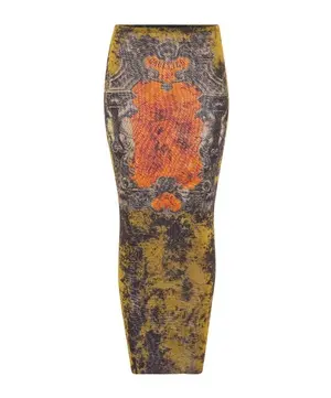JEAN PAUL GAULTIER Baroque Print Mesh Maxi Skirt