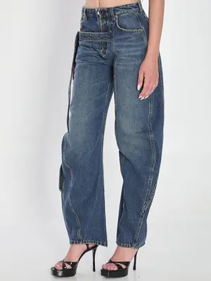 JEAN PAUL GAULTIER Wide-leg Strap Jeans - Blue