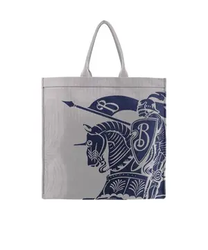 Burberry Logo Embroidered Tote Bag - Gray