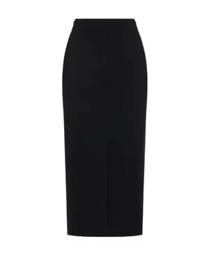 Alessandra Rich Brushed High-waisted Midi Skirt With Rear Slit