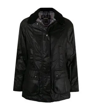 Barbour Waxed Buttoned Long-sleeved Jacket - Black