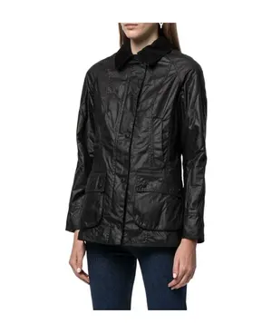 Barbour Waxed Buttoned Long-sleeved Jacket - Black