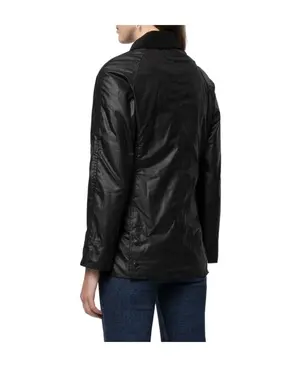 Barbour Waxed Buttoned Long-sleeved Jacket - Black