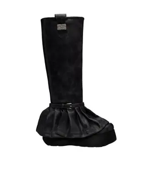 GANNI Kat Platform Boots With Detachable Ruffle - Ebony