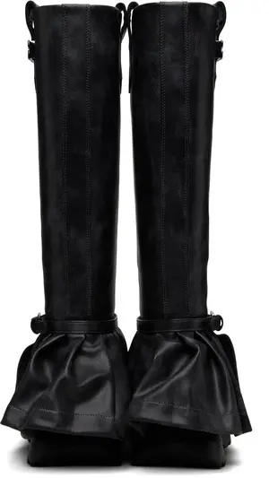 GANNI Kat Platform Boots With Detachable Ruffle - Ebony