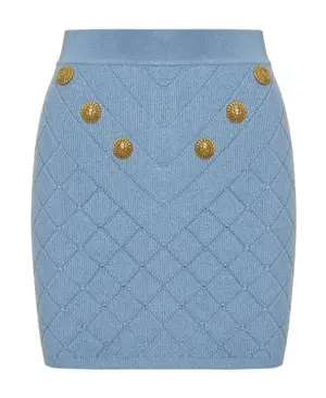 Balmain Pattern-jacquard Miniskirt - Blue