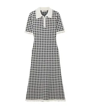 Sea Saige Ruffled Checked Jacquard-knit Midi Dress