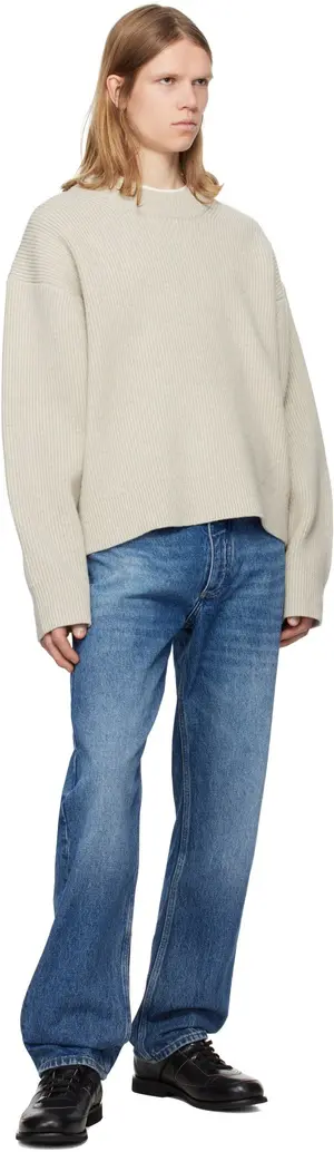 Studio Nicholson Riso Logo Patch Straight Leg Jeans - Blue